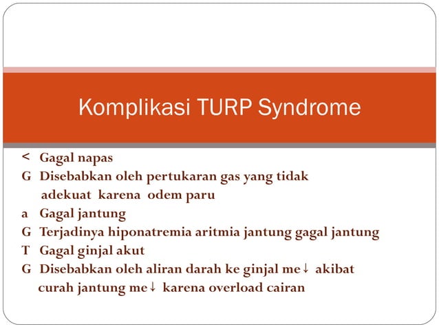 Syndrome resection transuretral (tur syndrom) | PPT