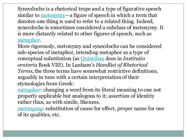 Synecdoche Examples Sentences