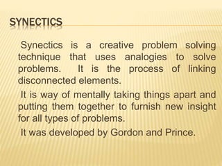 Synectics and its importance in entrepreneurship | PPT