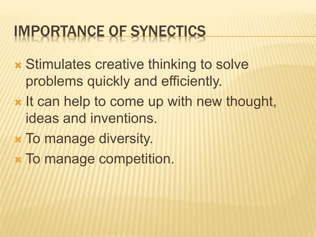 Synectics and its importance in entrepreneurship | PPT