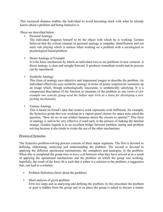 Synectics: Idea Generation Technique | DOC