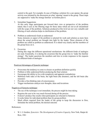 Synectics: Idea Generation Technique | DOC