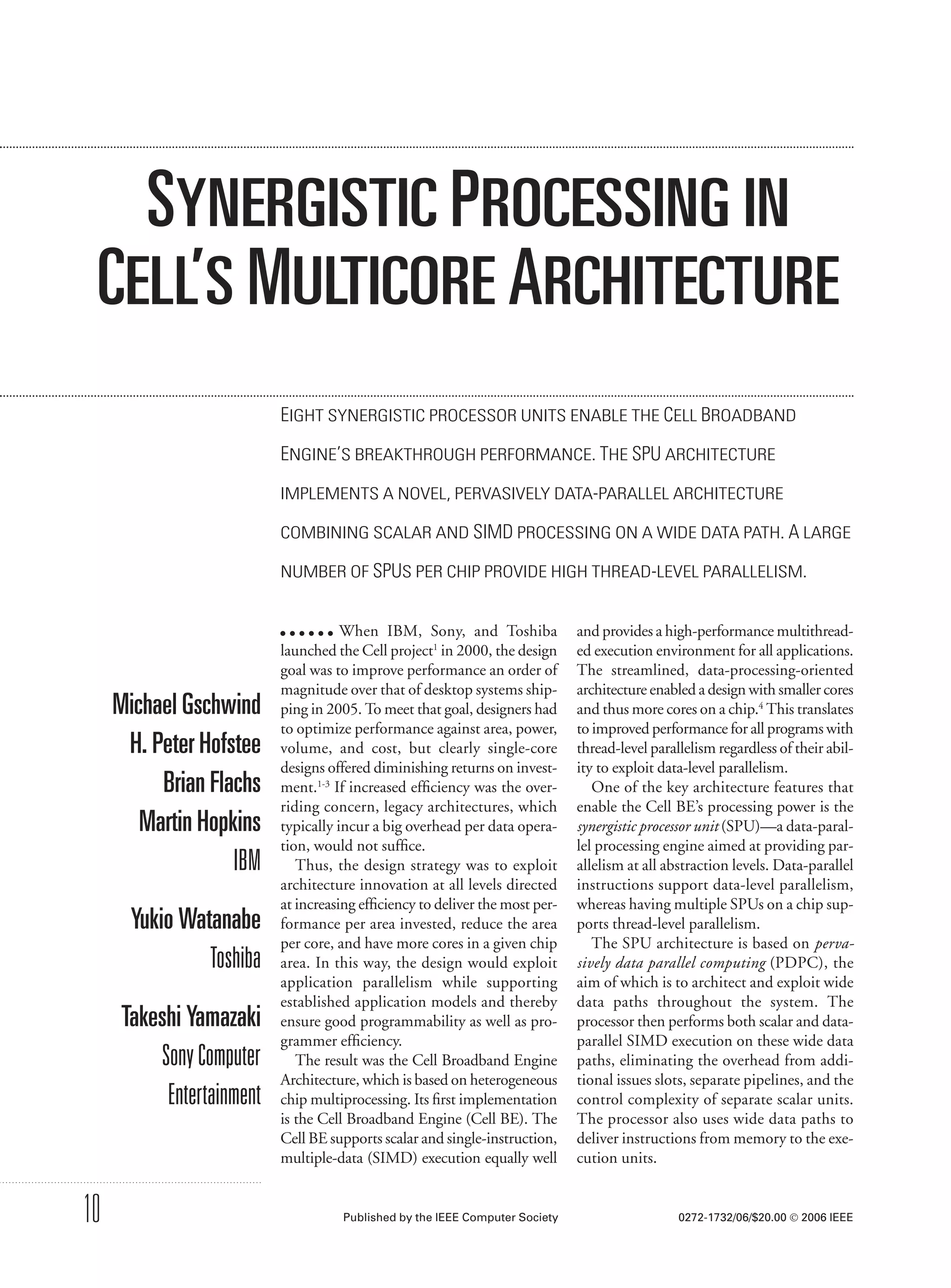 Synergistic processing in cell's multicore architecture | PDF