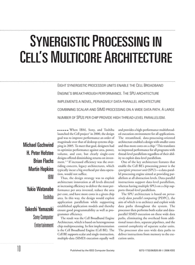 Synergistic processing in cell's multicore architecture | PDF