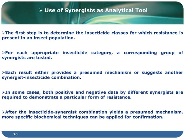 Role of Synergists in Resistance Management | PPTX