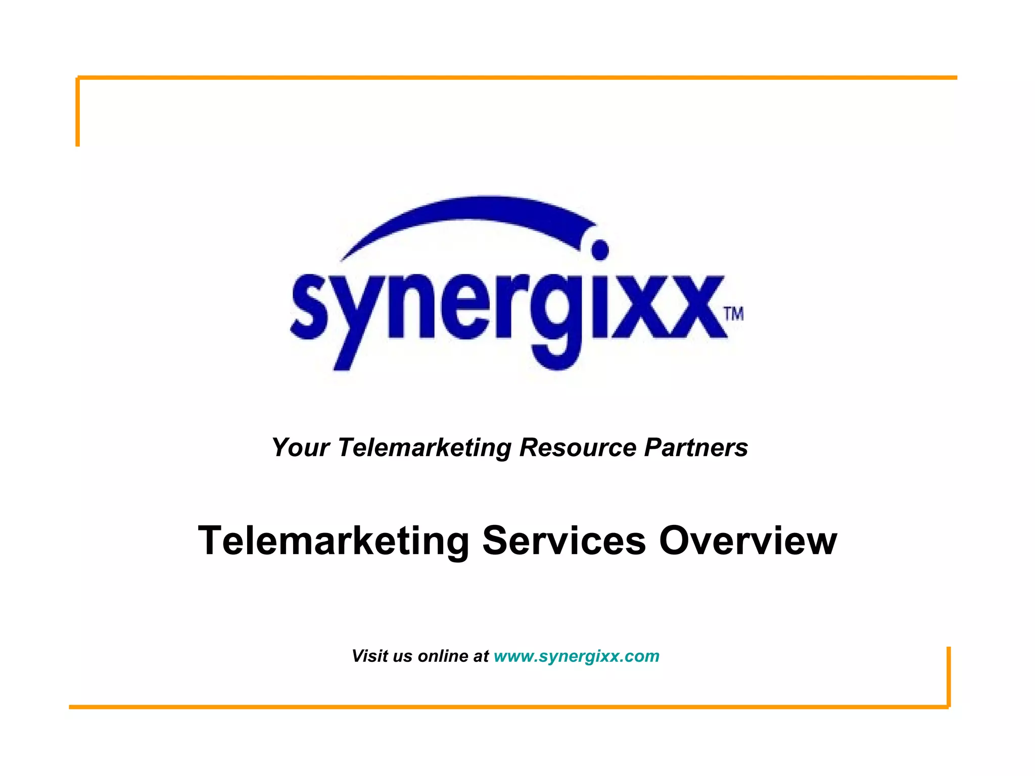 Synergixx Telemarketing Overview | PPT