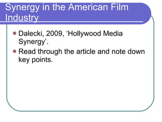 Synergy in the Film Industry | PPT