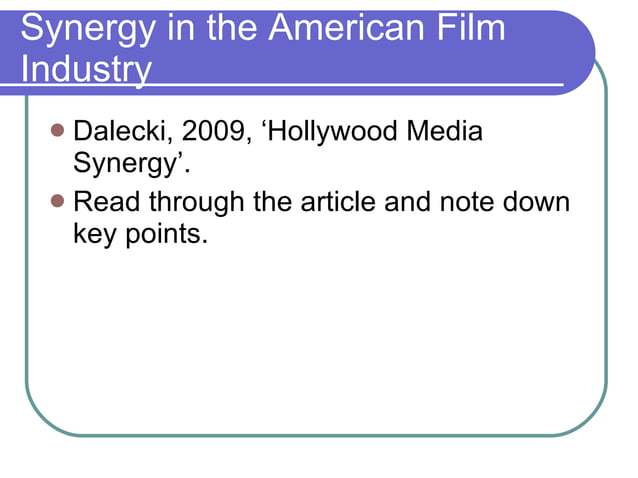 Synergy in the Film Industry | PPT | Soundtracks, TV and Showtunes | Music