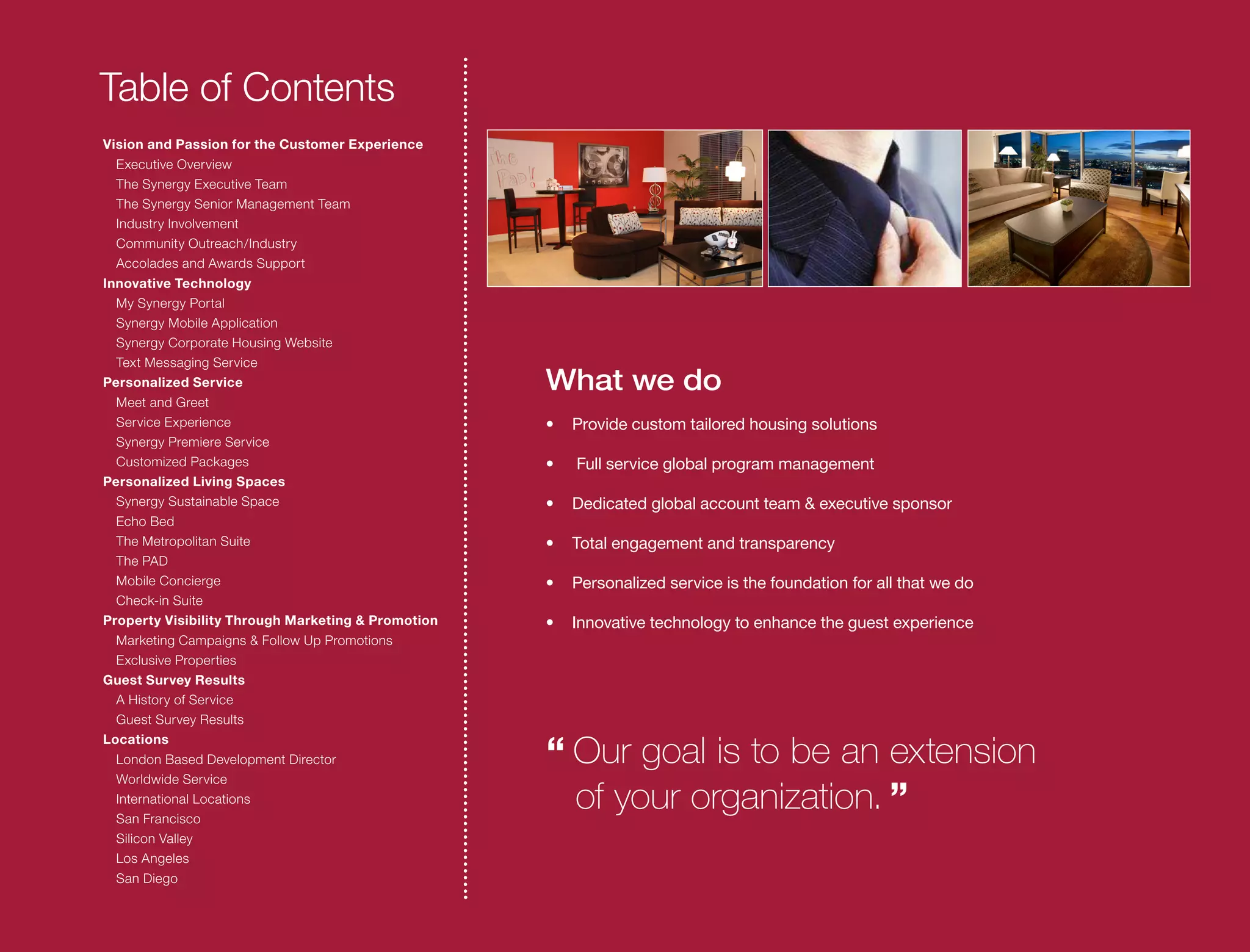 Synergy Corporate Housing | General Overview of Services | PDF