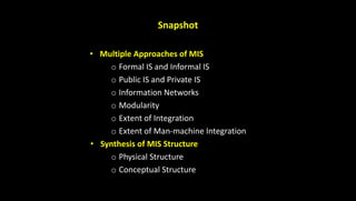Multiple Approaches & Synthesis of MIS Structure | PPTX