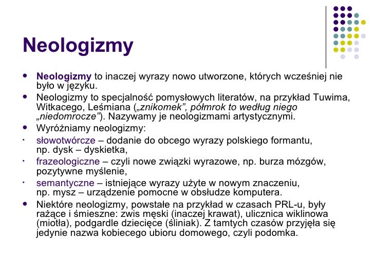 Synonimy Antonimy Neologizmy Etc