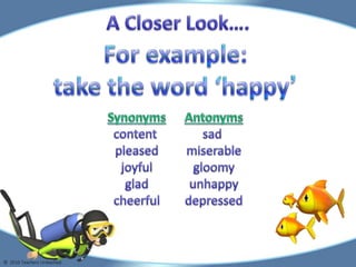 Diving Deep for Synonyms and Antonyms | PPTX