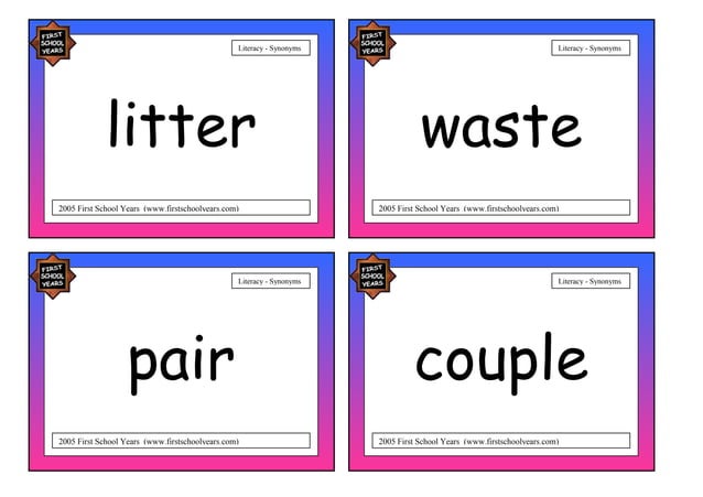 Synonym flashcards (set 2) | PPT