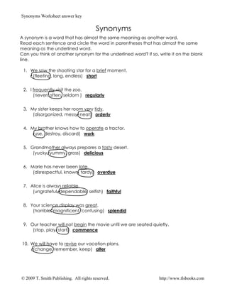 Synonym Practice | PDF