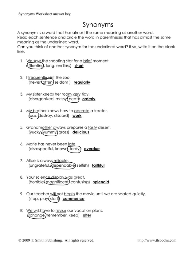 Synonym Practice | PDF