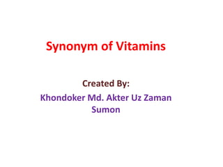 Synonym of vitamins | PPT