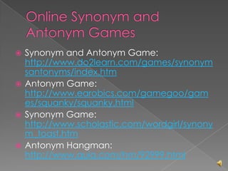 Synonyms and Antonyms | PPTX