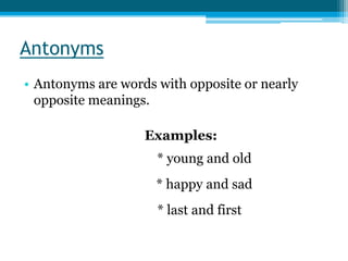 Synonyms and antonyms | PPT