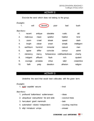 Synonyms and Antonyms | DOCX