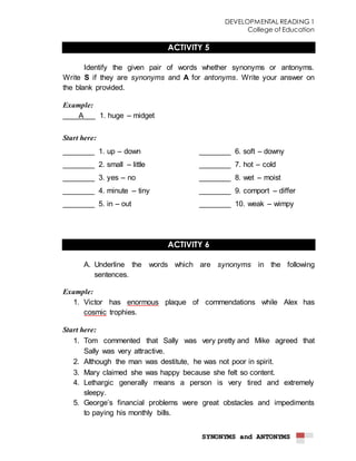 Synonyms and Antonyms | DOCX | Geology | Science