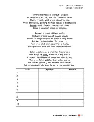 Synonyms and Antonyms | DOCX | Geology | Science