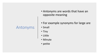 Synonyms and antonyms for peace | PPTX