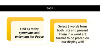 Synonyms and antonyms for peace | PPTX