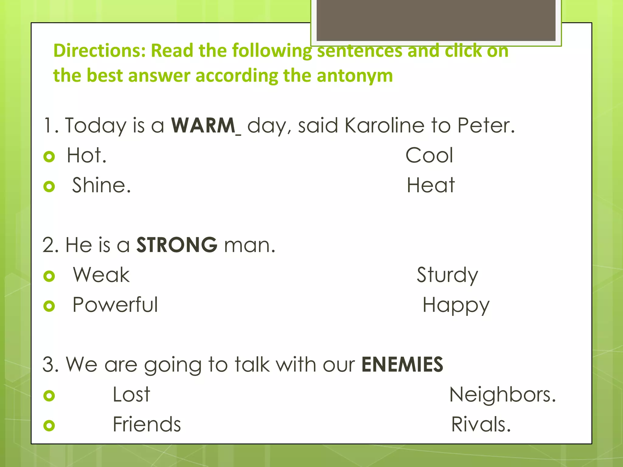 Synonyms and Antonyms | PPTX