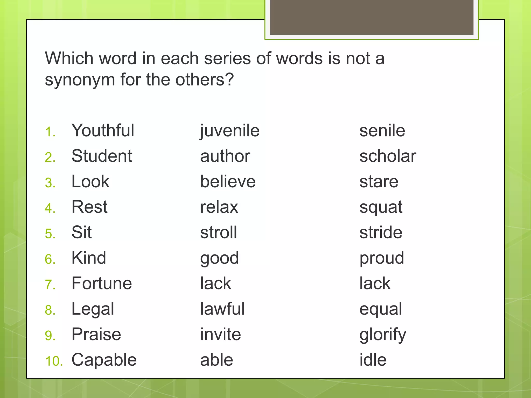 Synonyms and Antonyms | PPTX
