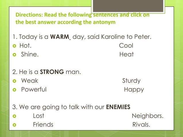 Synonyms and Antonyms | PPTX