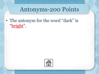 Synonyms, antonyms, homonyms | PPTX