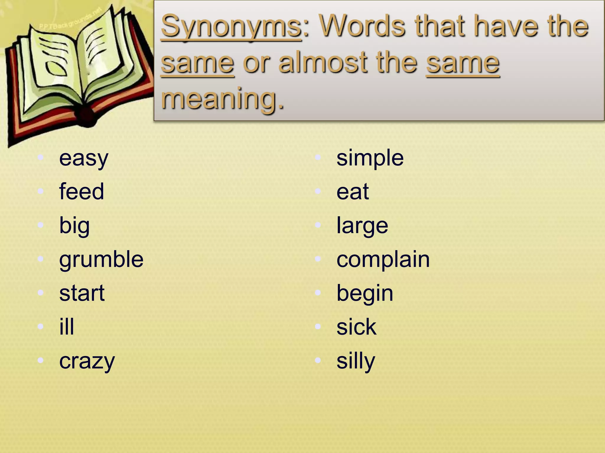 Synonyms, antonyms, homophones, homographs powerpoint | PPTX