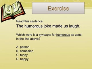Synonyms, antonyms, homophones, homographs powerpoint | PPTX