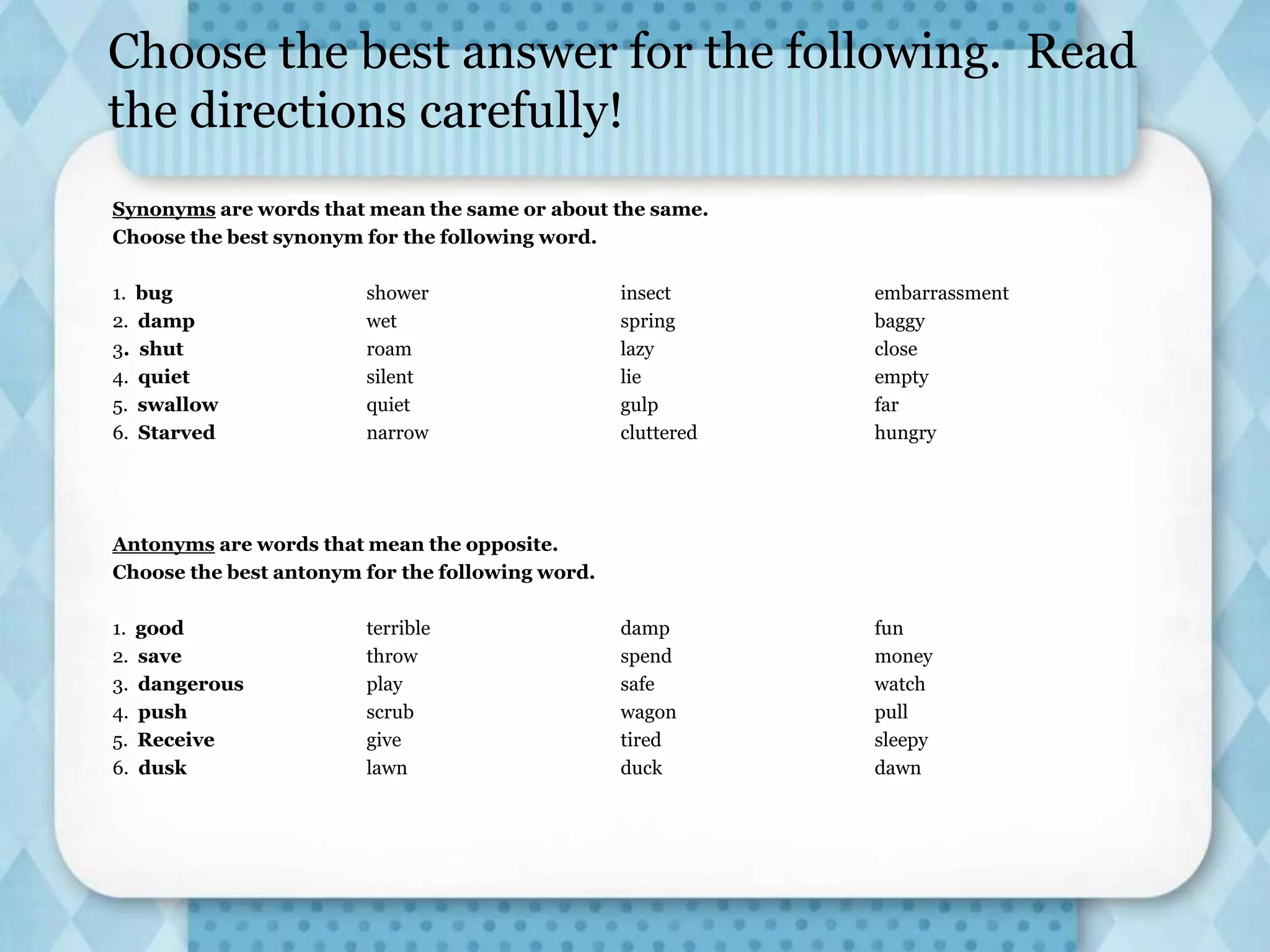 Synonyms, antonyms powerpoint | PPTX