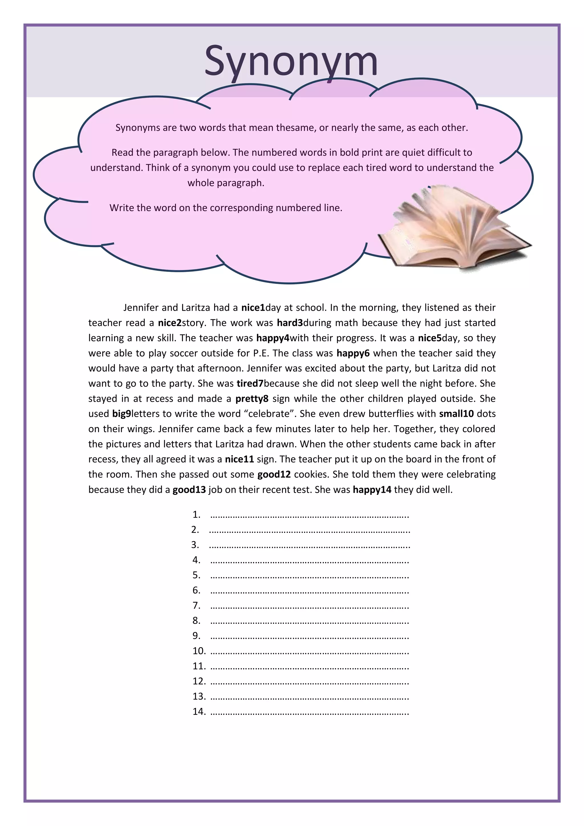 Synonyms are two words that mean the same | DOCX