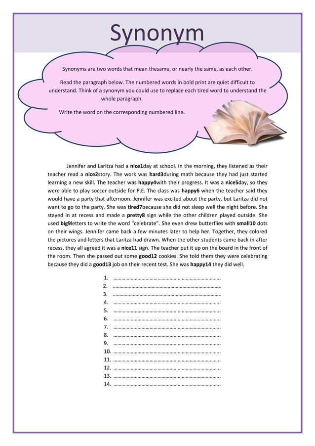 Synonyms are two words that mean the same | PDF