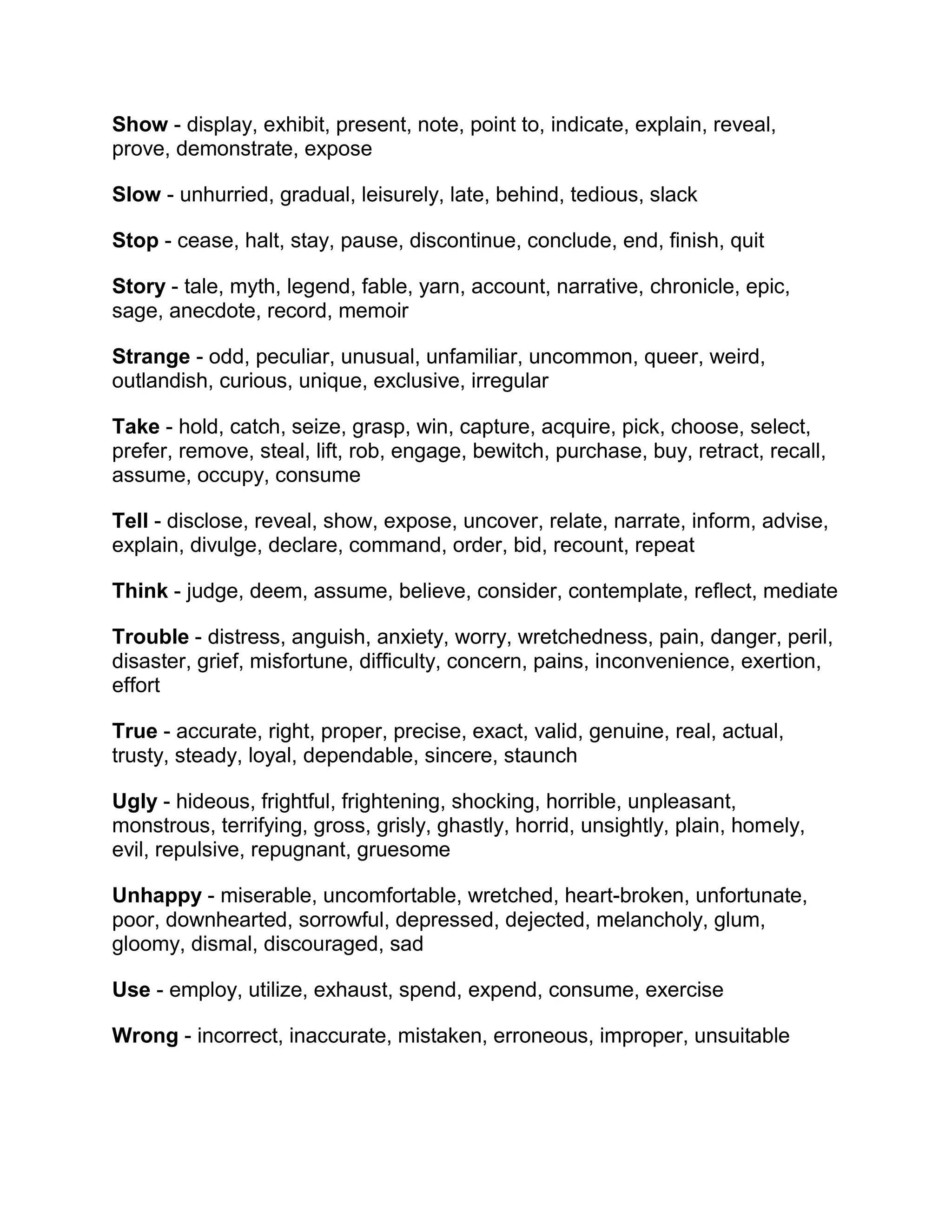 Synonyms for words commonly used in student | DOCX