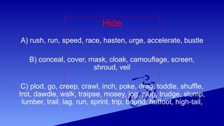 Synonyms quiz - Learn synonyms for different English words | PPTX