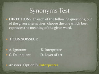Synonyms test | PPTX