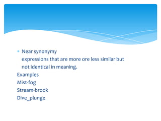 Synonymy and its types | PPTX