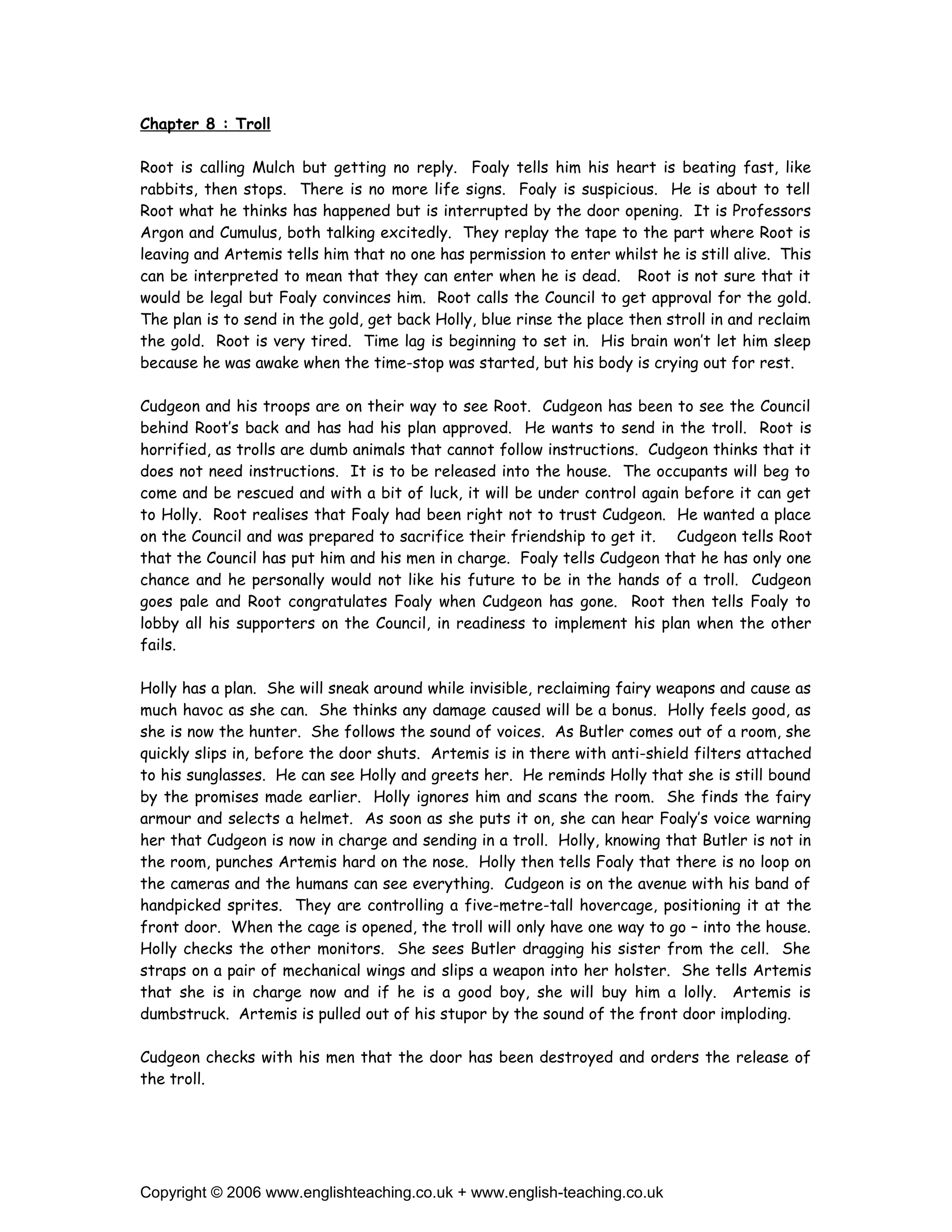 Artemis Fowl Chapter Synopisis | PDF