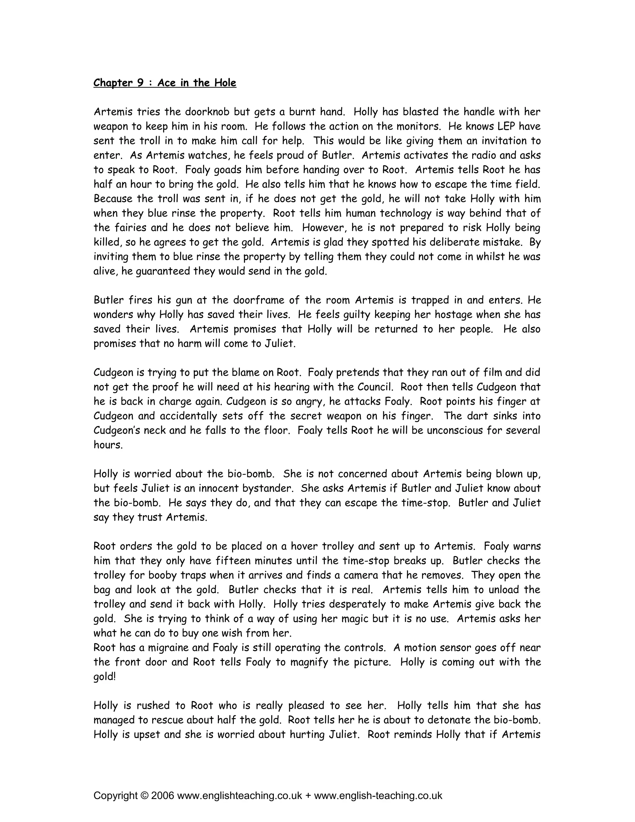 Artemis Fowl Chapter Synopisis | PDF