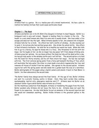 Artemis Fowl Chapter Synopisis | PDF