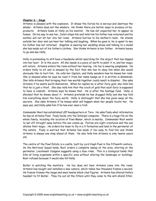 Artemis Fowl Chapter Synopisis | DOC