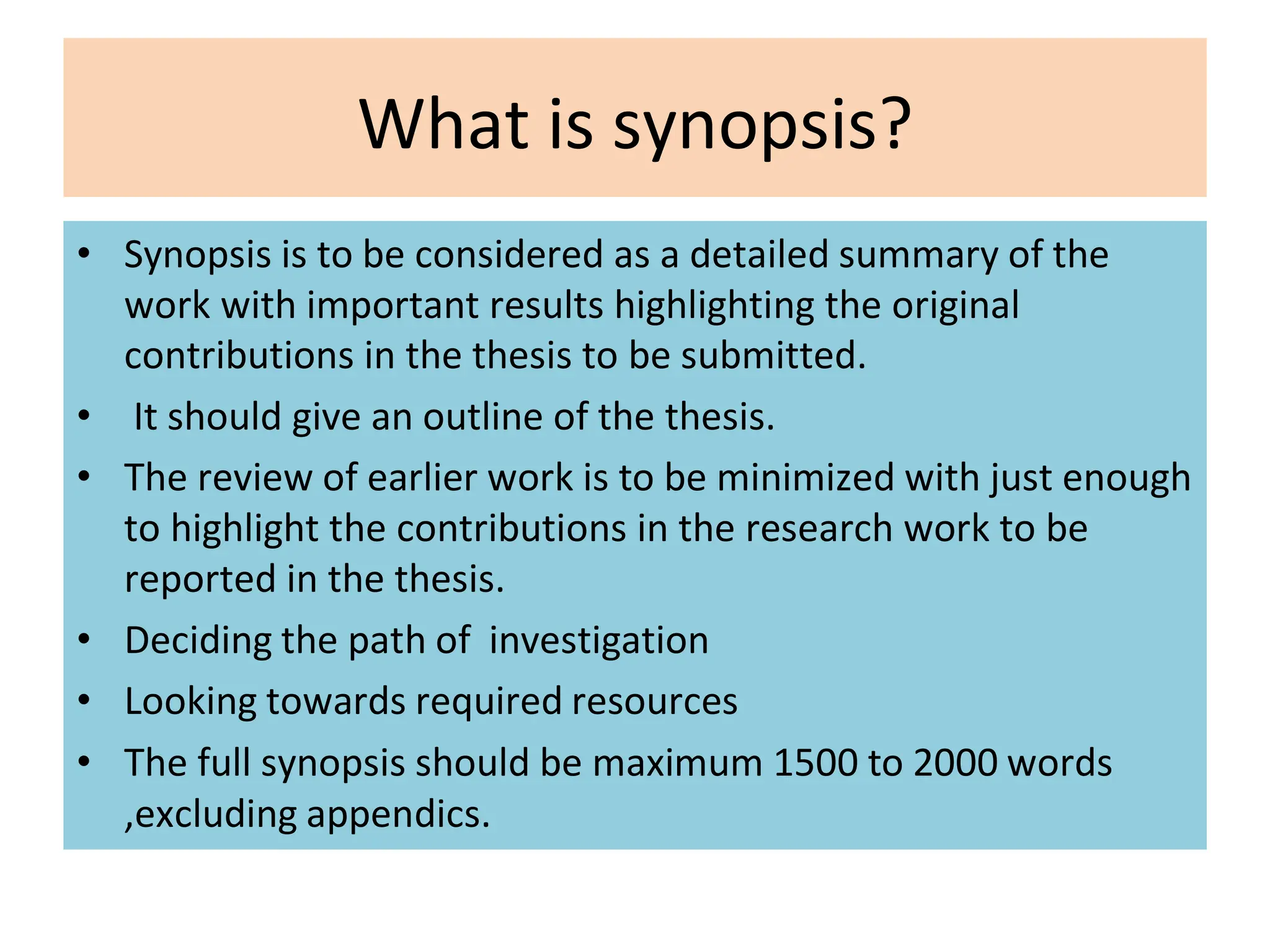 Synopsis Format and content should be there in assignment | PDF
