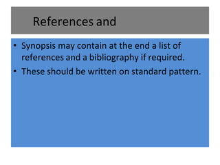 Synopsis Format and content should be there in assignment | PDF