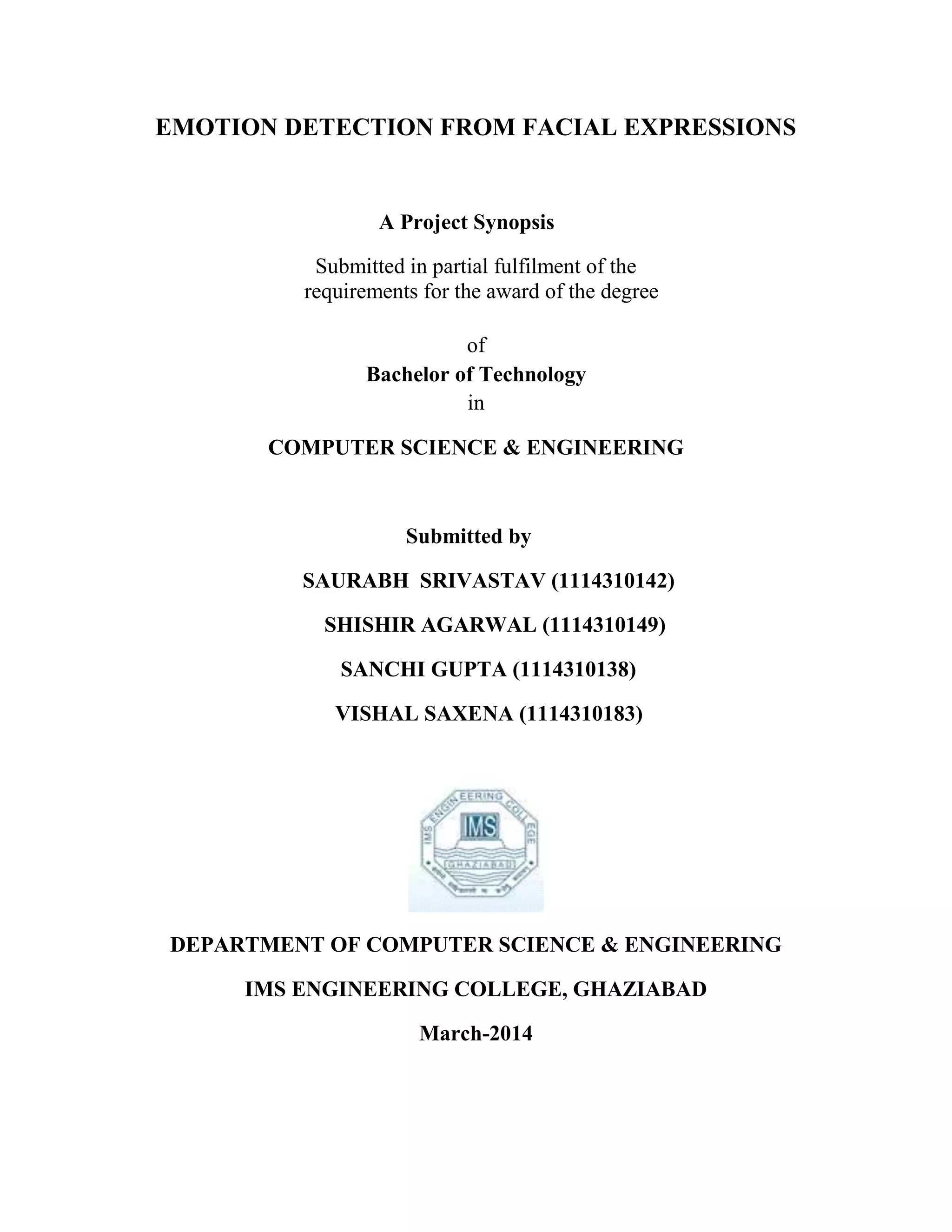 Synops emotion recognize | PDF