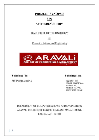 Synopsis Attendance ERP | DOCX | Computing | Technology & Computing