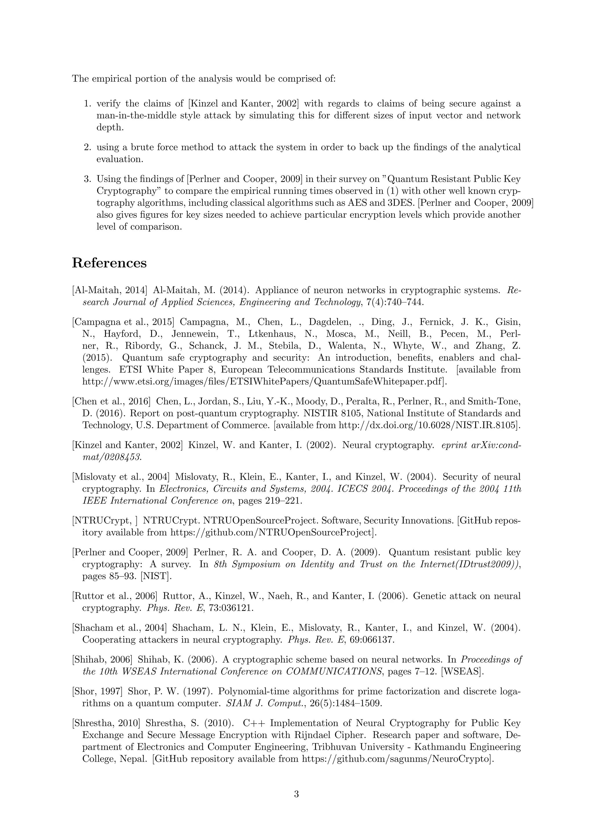 Final Year Project Synopsis: Post Quantum Encryption using Neural Networks | PDF