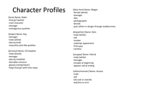Synopsis & Character Profiles | PPTX